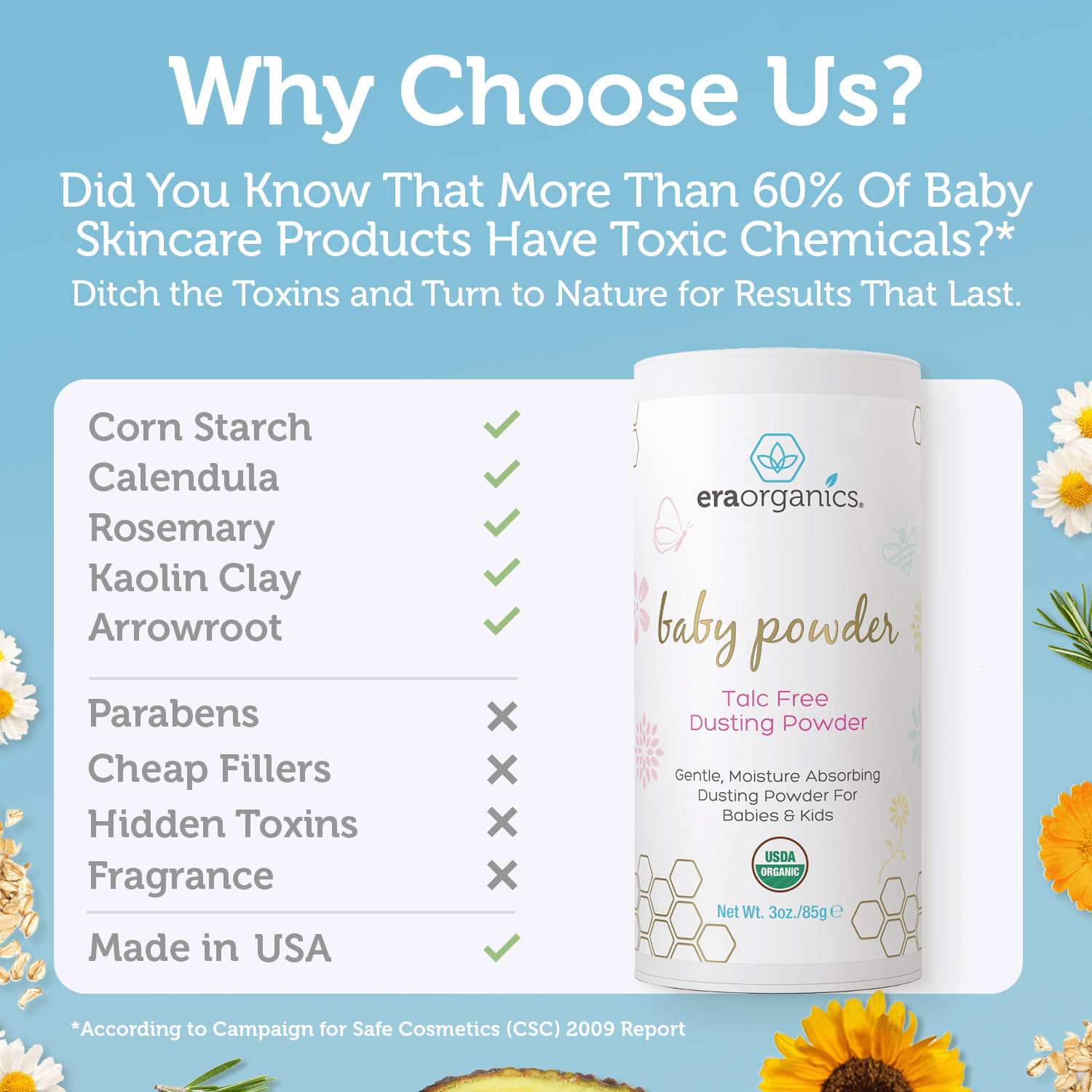 Talc Free Baby Powder - Eraorganics.com