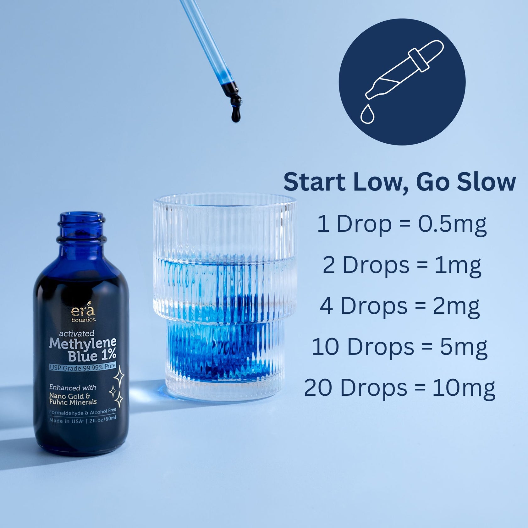 Methylene Blue Drops: Pharmaceutical Grade 99.99% Pure - Era Organics